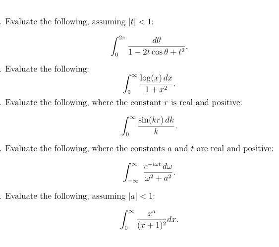 Solved Evaluate the following, assuming ∣t∣