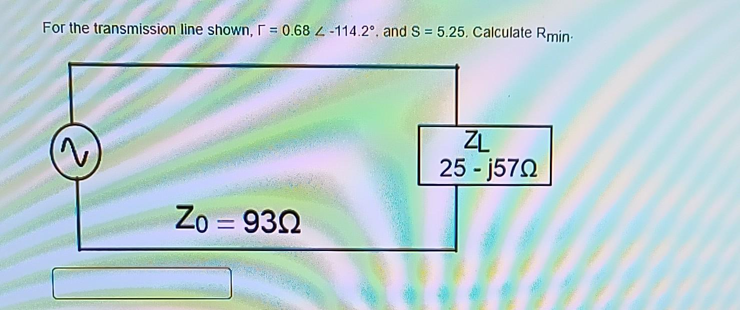 Solved for transmission line shown, Reflection coefficient = | Chegg.com