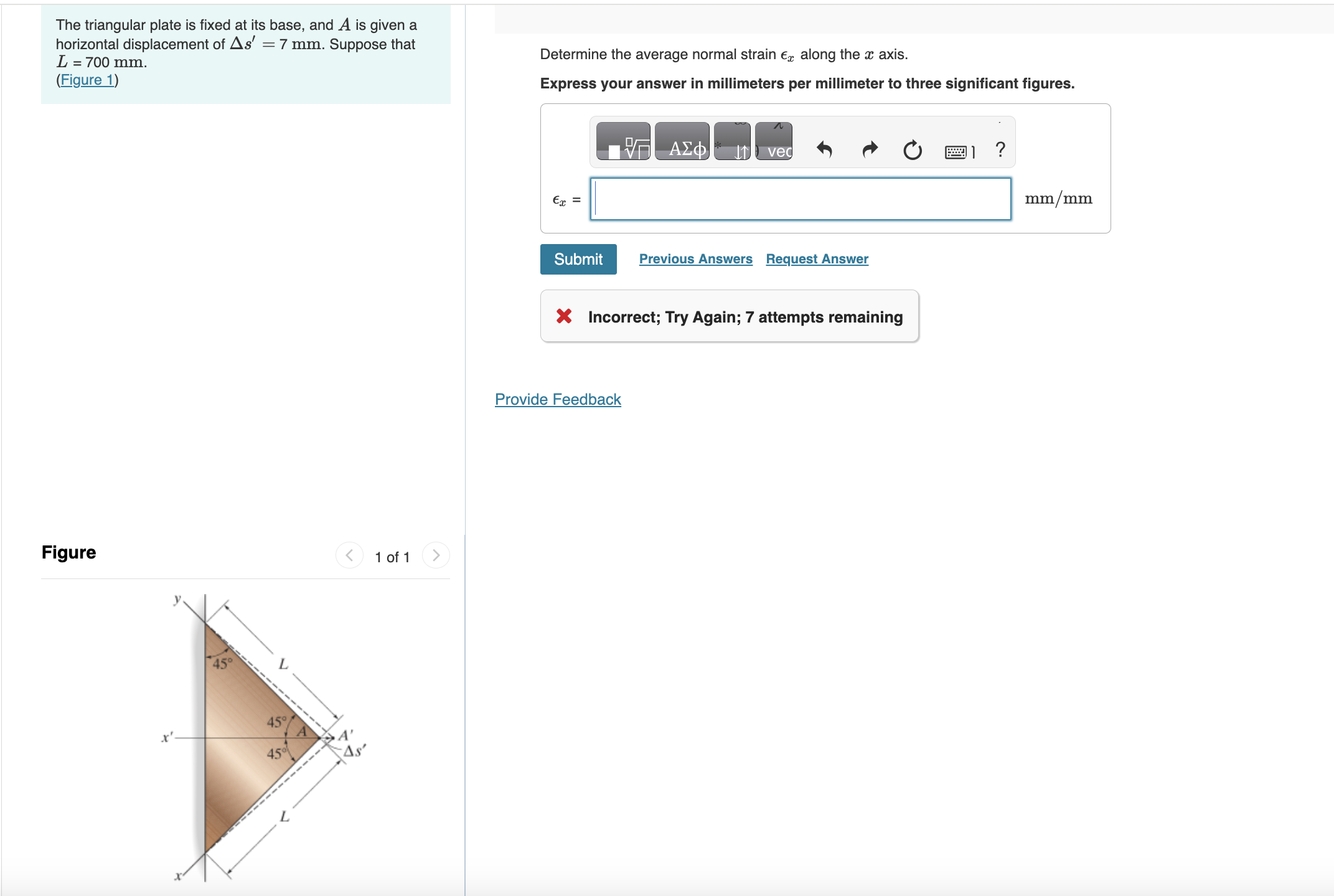Solved The triangular plate is fixed at its base, and A ﻿is | Chegg.com