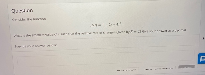 Solved Question Consider the function f(t) = 1 – 21 + 4.2 | Chegg.com
