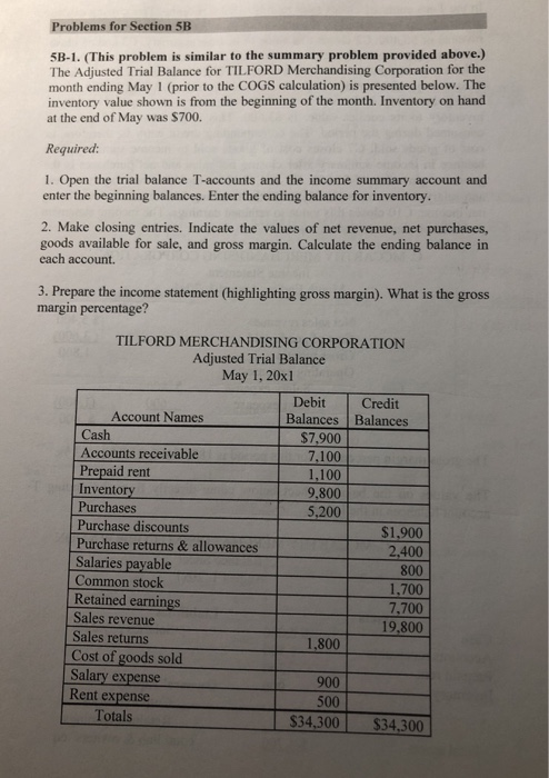 Solved Problems for Section 5B 5B-1. (This problem is | Chegg.com