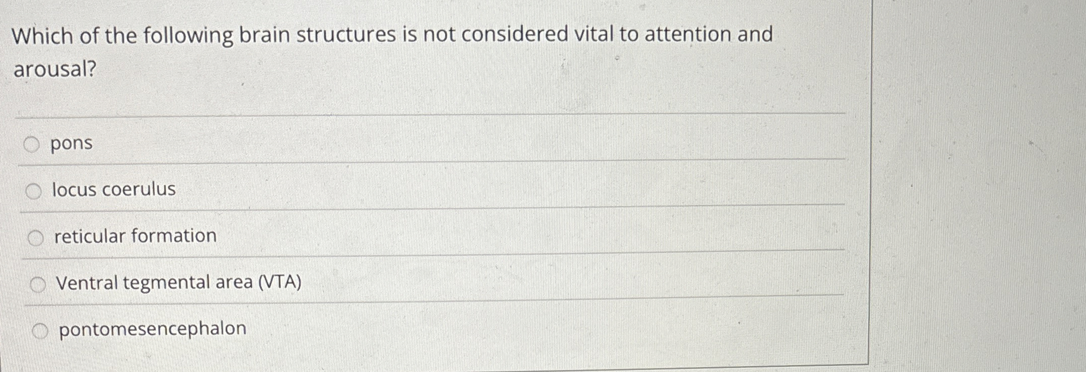 Solved Which of the following brain structures is not | Chegg.com