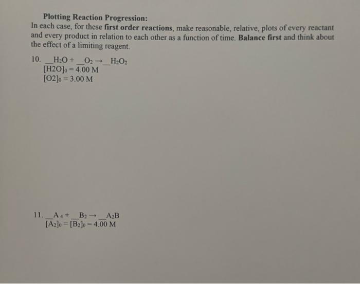 Solved Plotting Reaction Progression: In each case, for | Chegg.com