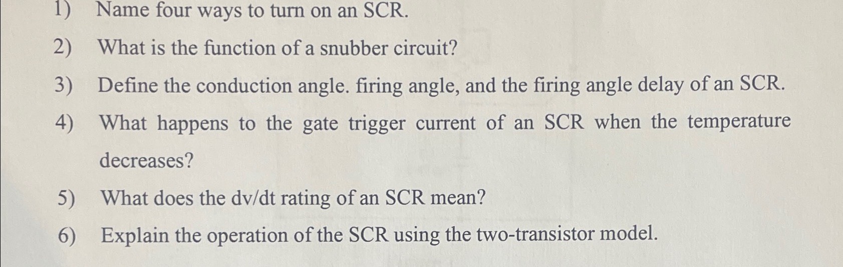Solved Name four ways to turn on an SCR.What is the function | Chegg.com