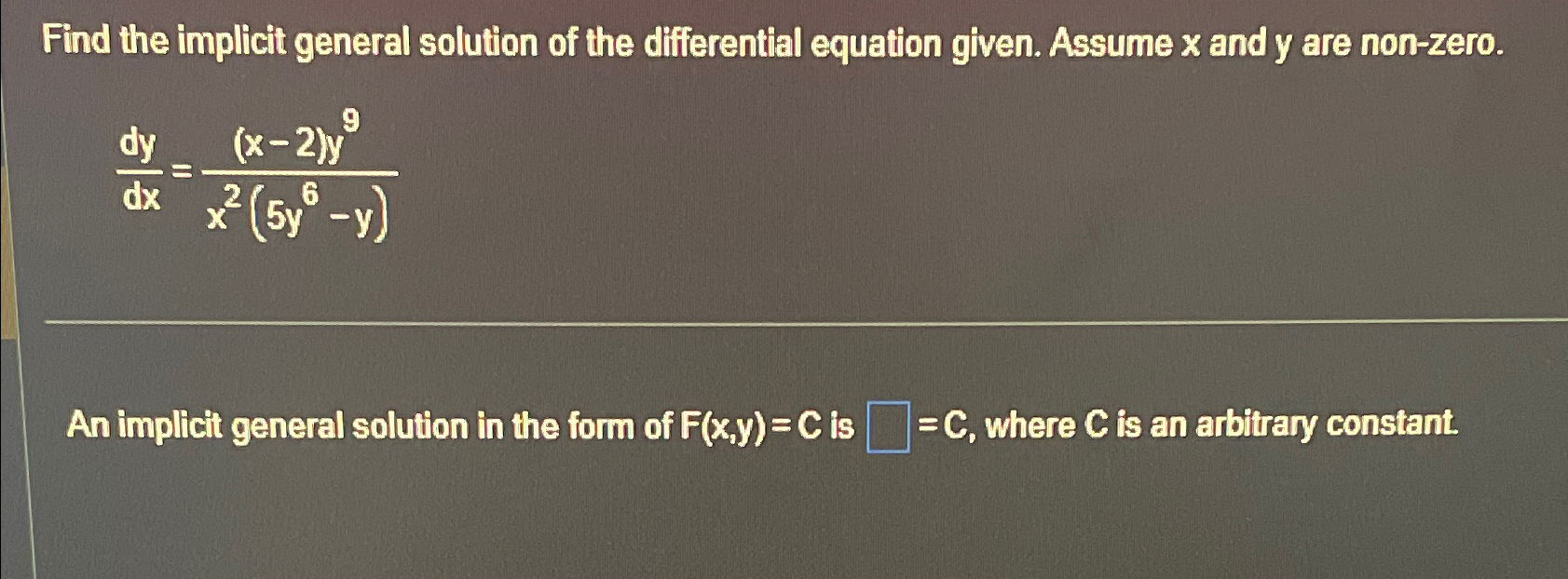 Find the implicit general solution of the | Chegg.com