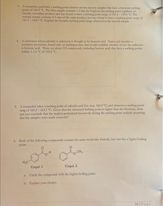 Solved 3. A researcher performs a melting point analysis on | Chegg.com