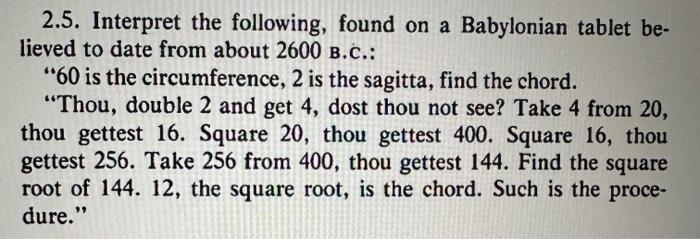 Solved 2.5. Interpret the following, found on a Babylonian | Chegg.com
