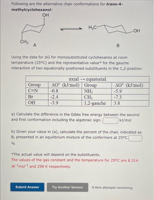 Solved Following are the alternative chair conformations for | Chegg.com