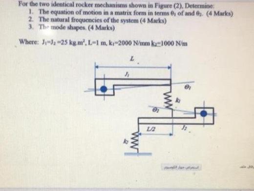 Solved For the two identical rocker mechanisms shown in | Chegg.com