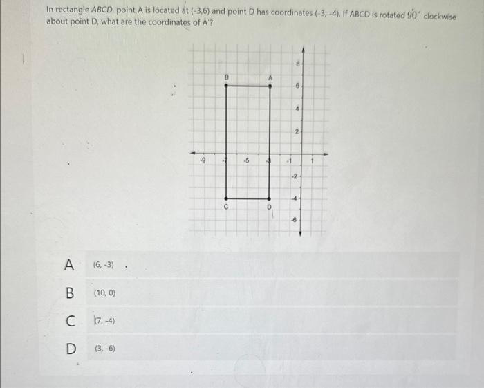 Solved In rectangle ABCD, point A is located at (−3,6) and | Chegg.com