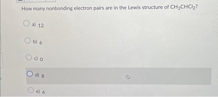 Solved How many nonbonding electron pairs are in the Lewis | Chegg.com