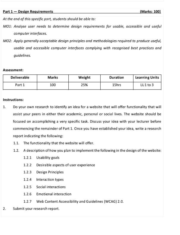 Solved Instructions Part 2 Interaction Design Marks 1625