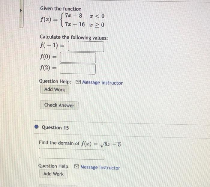 Solved Given the function 70 - 8 x 0 | Chegg.com