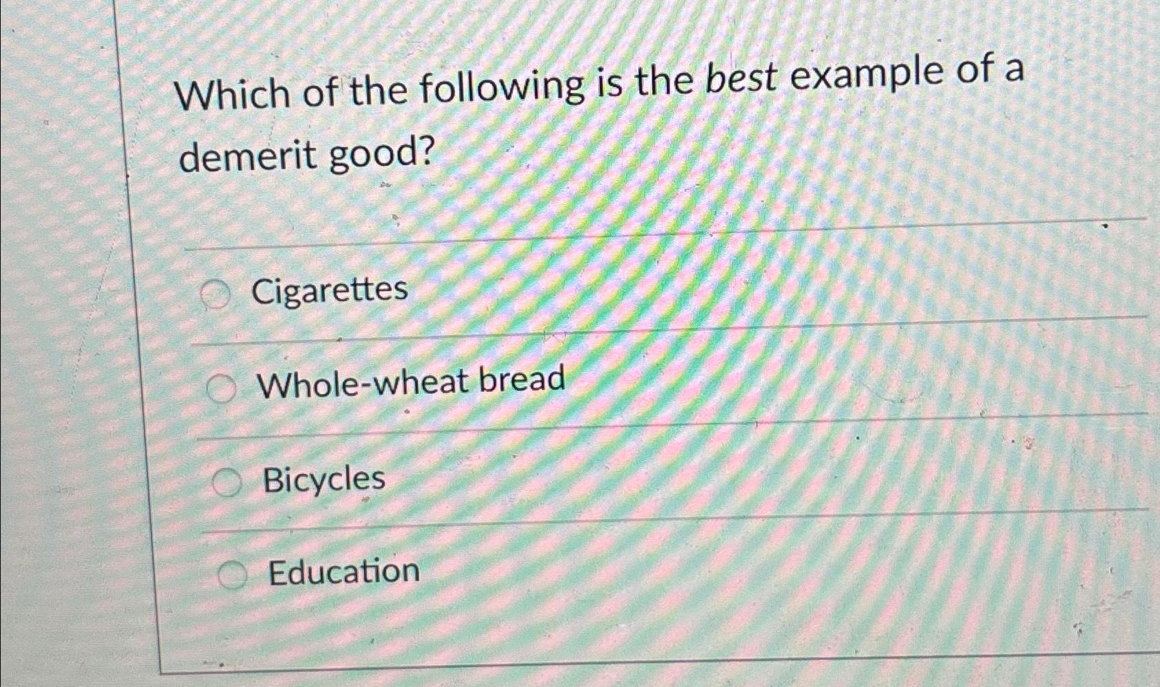 Solved Which of the following is the best example of a | Chegg.com