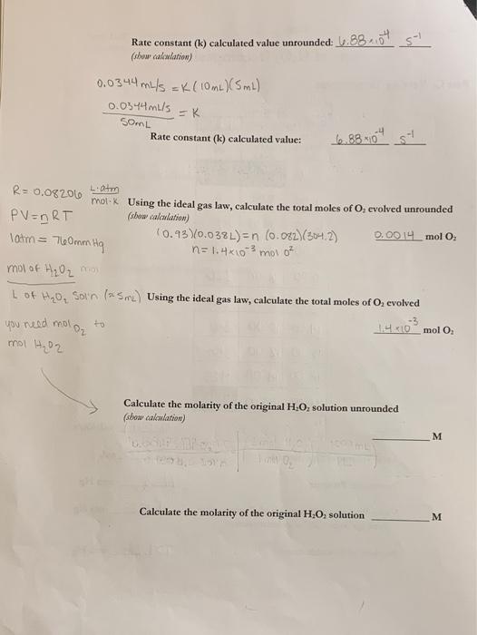 Solved calculate the molarity of the original H2O2 solution | Chegg.com