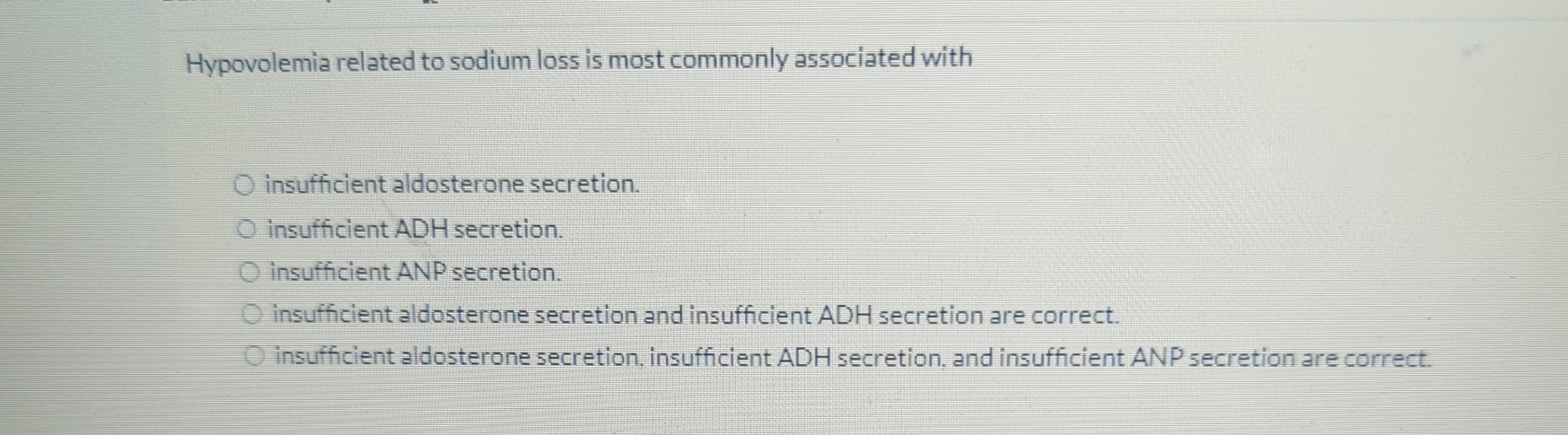 Solved Hypovolemia related to sodium loss is most commonly | Chegg.com