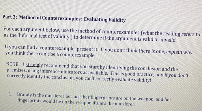 Part 3: Method of Counterexamples: Evaluating | Chegg.com
