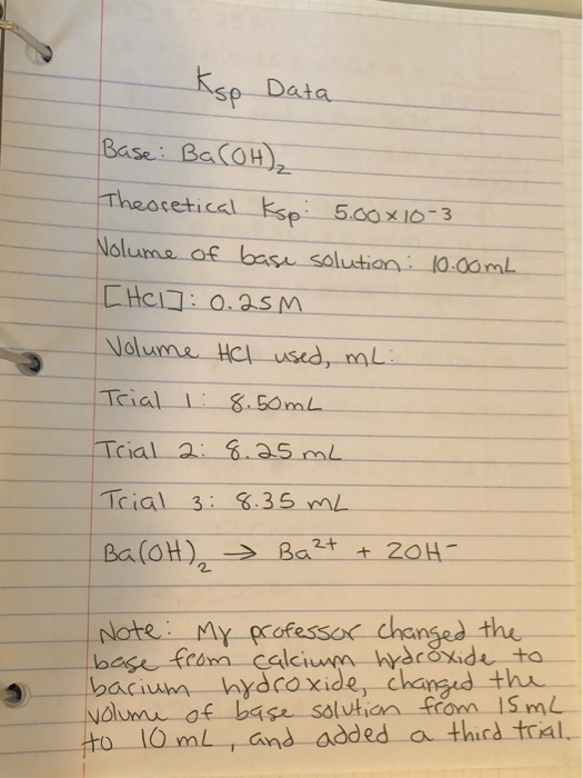 Solved Chem 182 Determining the Ksp of Calcium Hydroxide | Chegg.com
