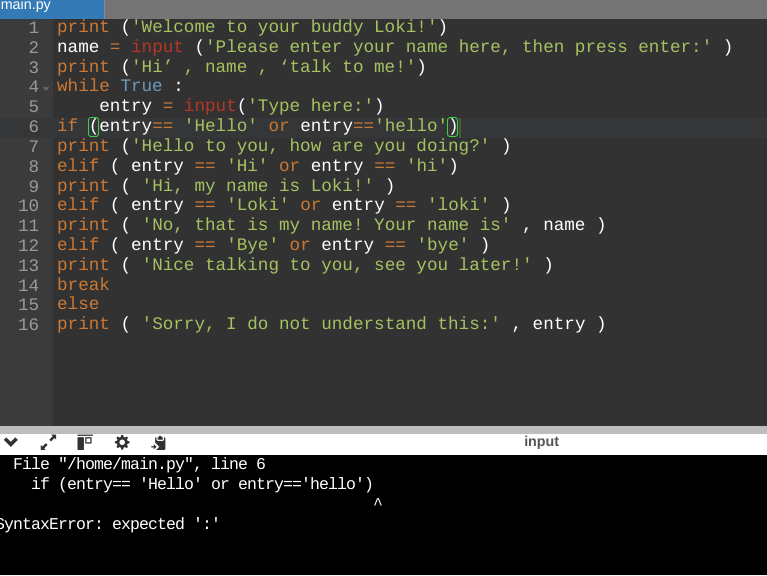 Solved fix line 6 ﻿i keep getting invalid syntax File | Chegg.com