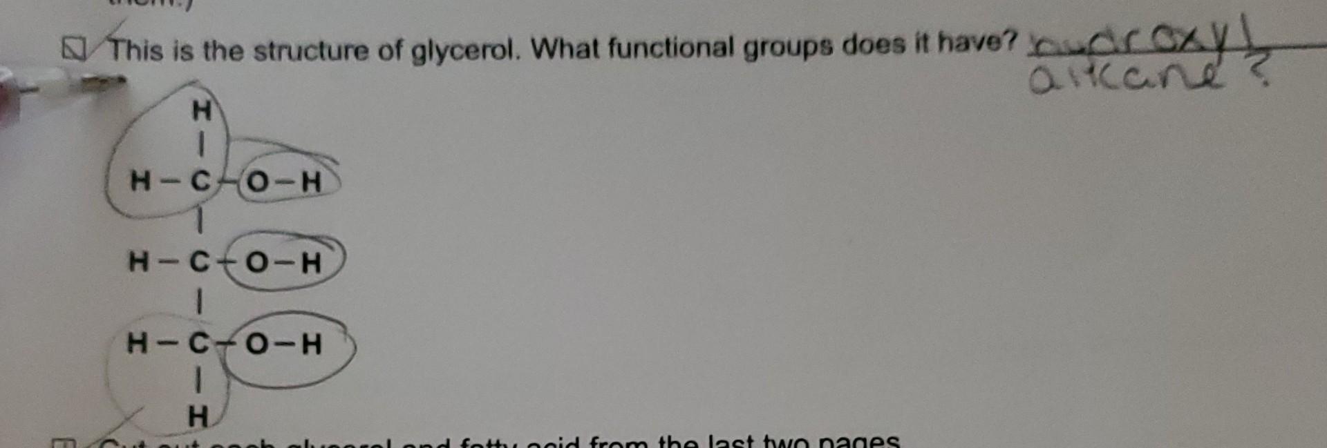 Solved W This is the structure of glycerol. What functional | Chegg.com