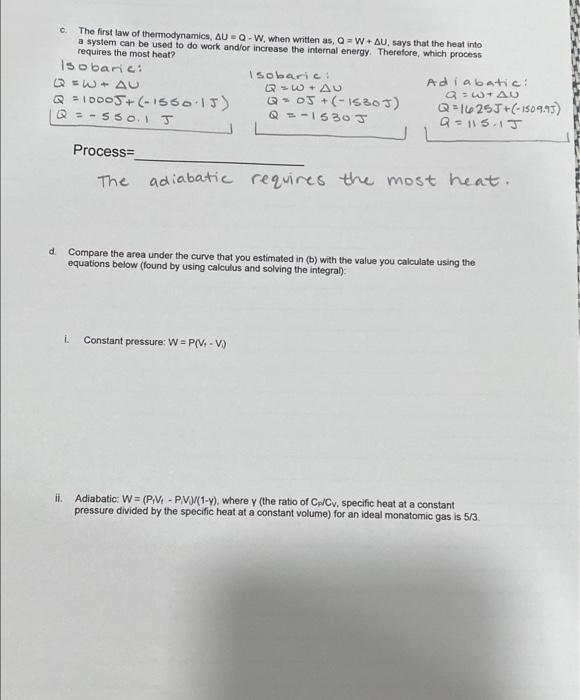 Worksheet for Exploration 20.5: PV Diagrams and Work | Chegg.com
