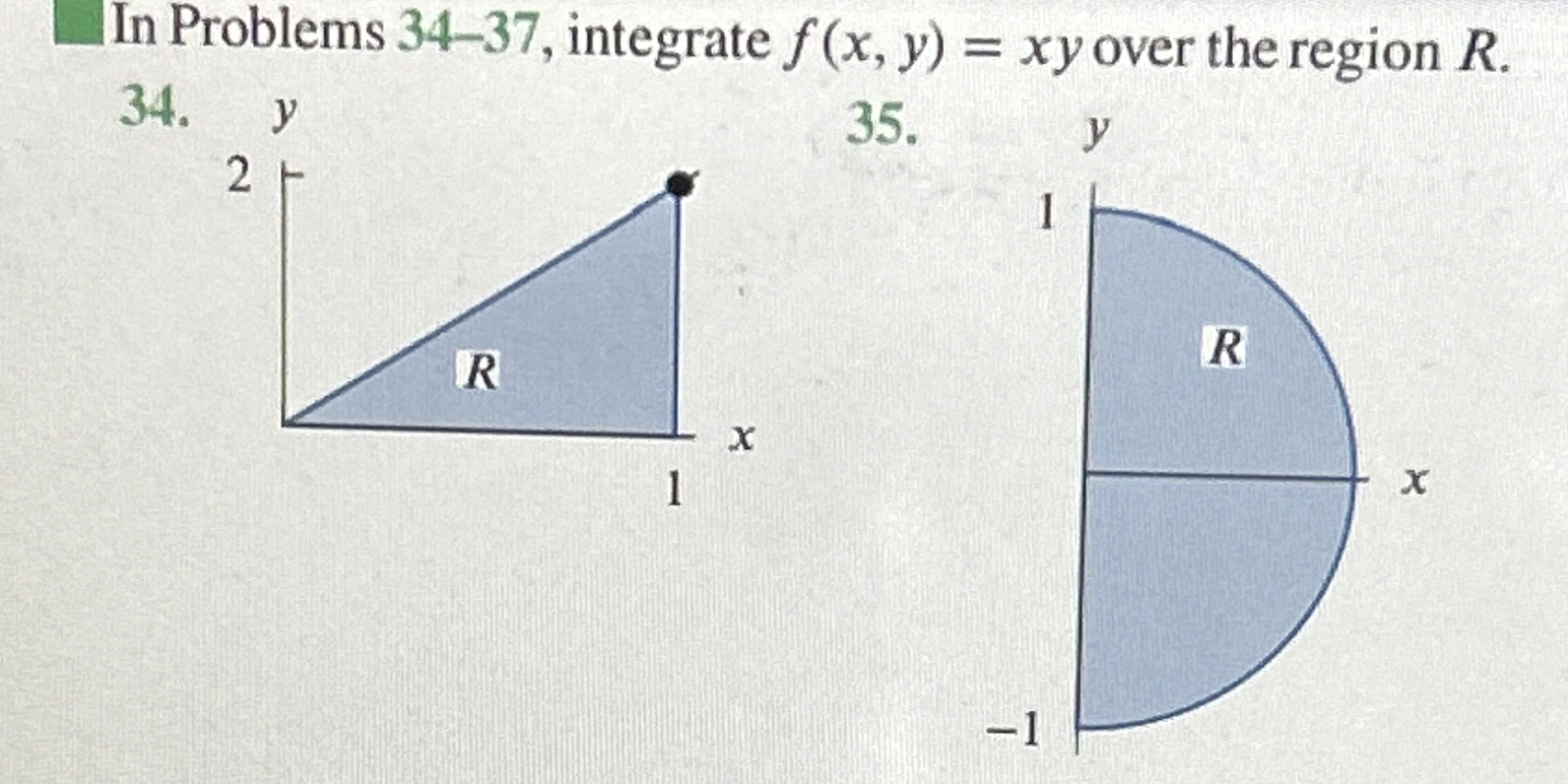 Solved by an EXPERT In Problems 34-37, ﻿integrate f(x,y)=xy ﻿over the | Chegg.com
