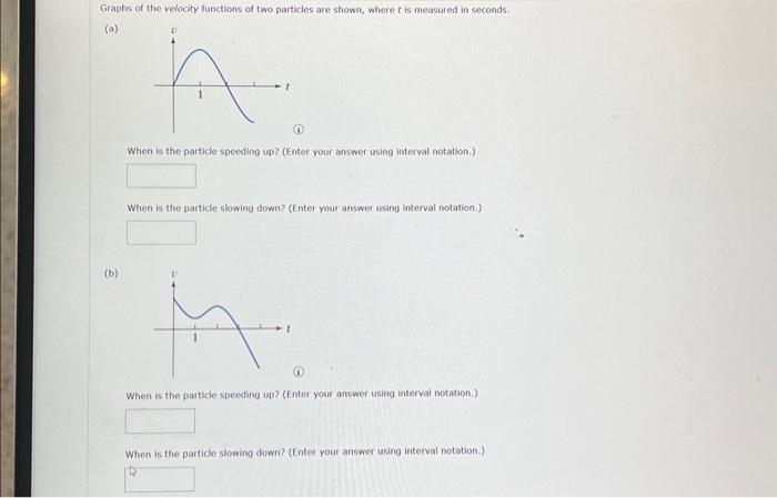 Solved Graphs of the velocity functions of two particles are | Chegg.com