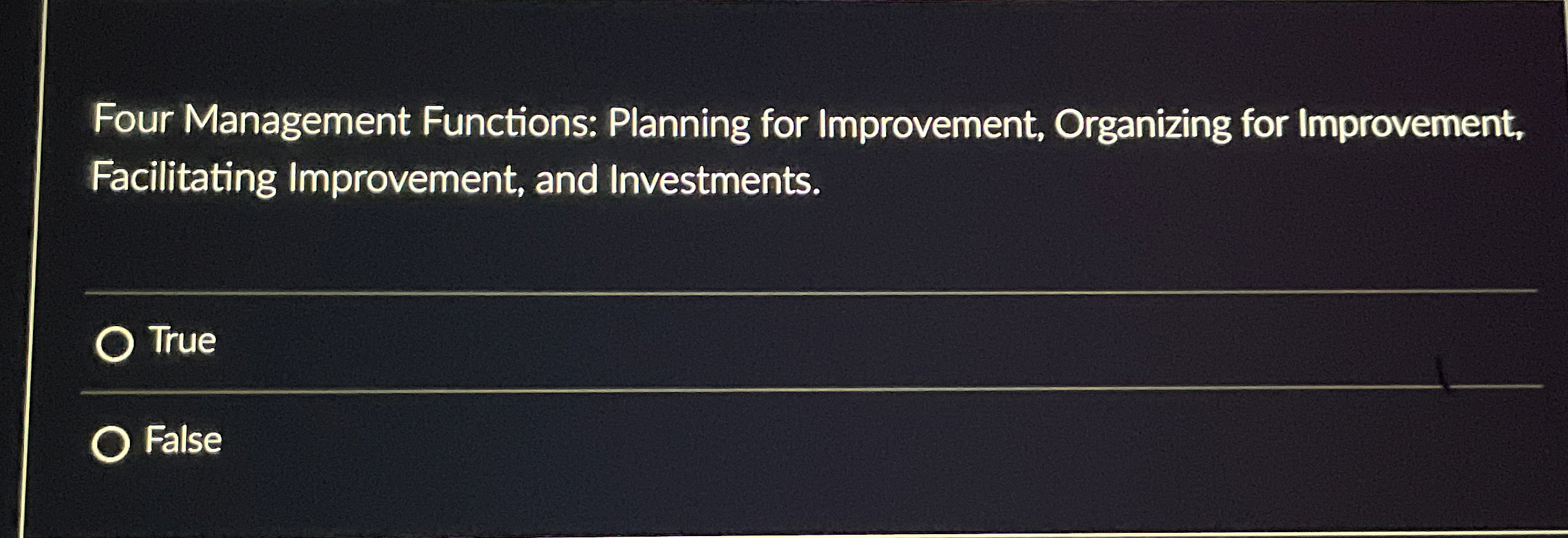 Solved Four Management Functions: Planning for Improvement, | Chegg.com