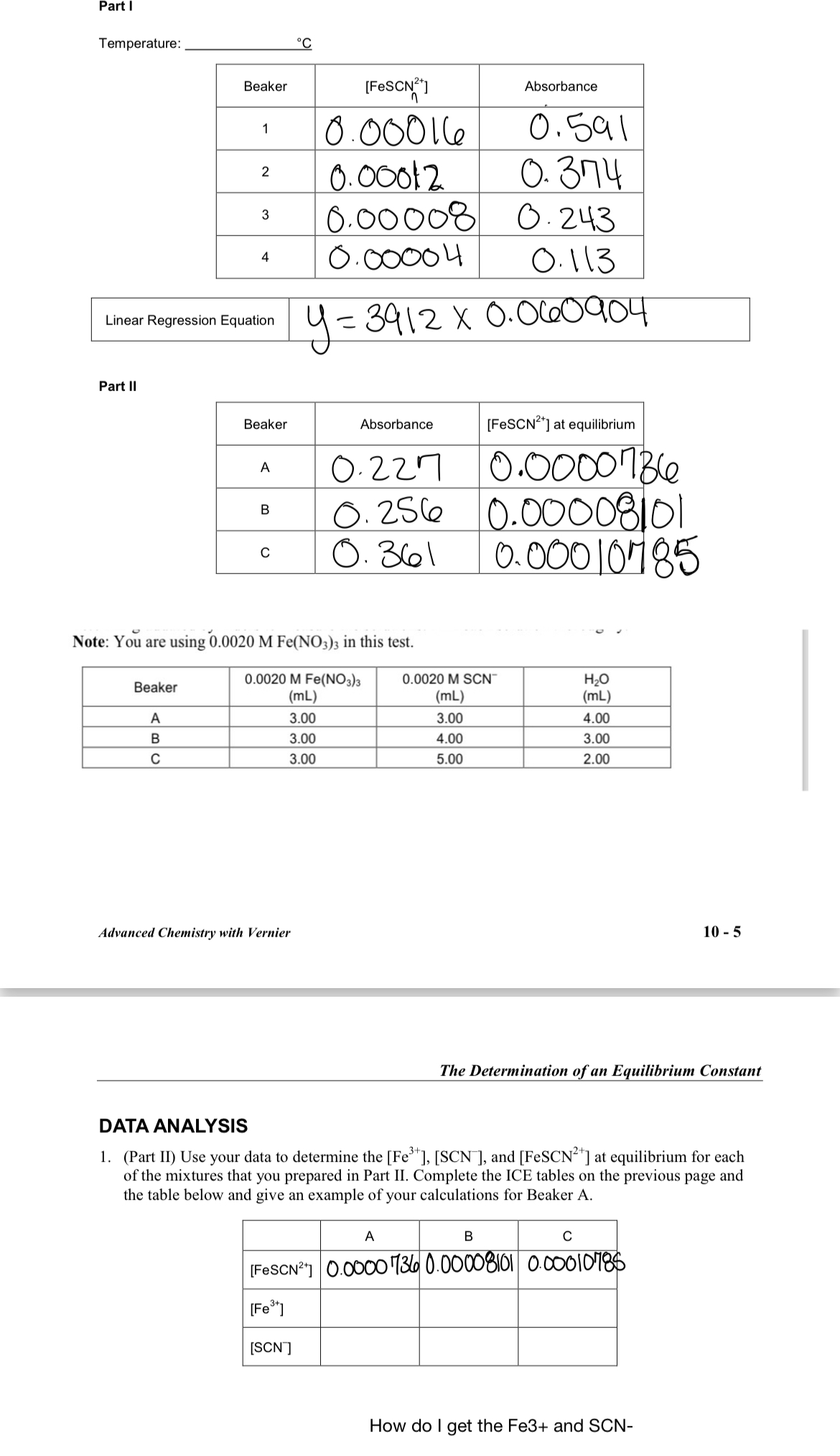 Solved (Part II) ﻿Use your data to determine the | Chegg.com