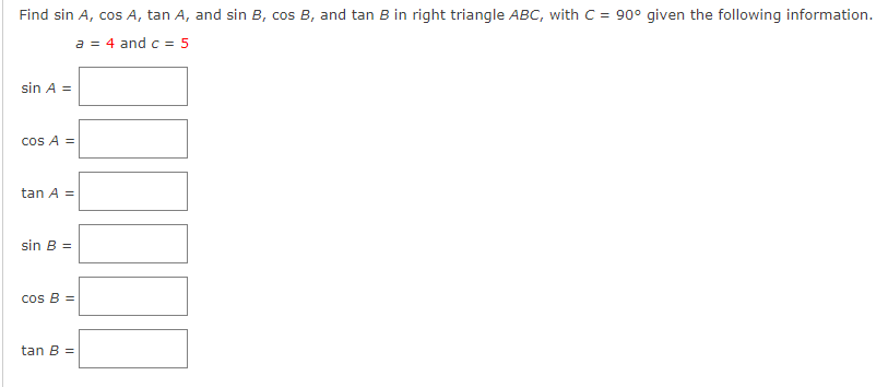 Solved Find sinA,cosA,tanA, ﻿and sinB,cosB, ﻿and tanB ﻿in | Chegg.com