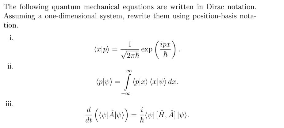 Solved The following quantum mechanical equations are | Chegg.com