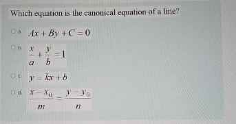 Solved Which equation is the canonical equation of a | Chegg.com