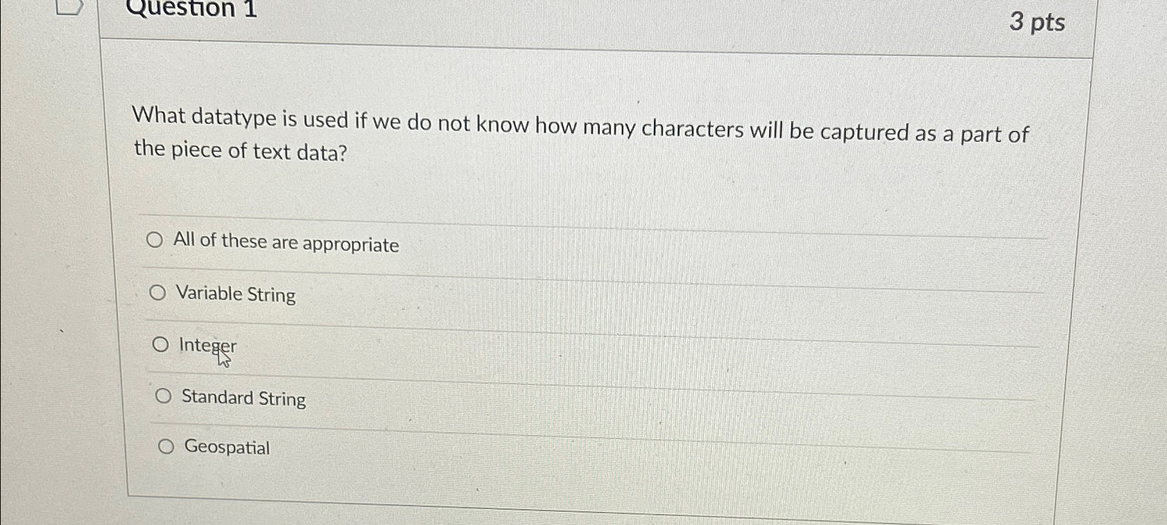 Solved Question 13 ﻿ptsWhat datatype is used if we do not | Chegg.com
