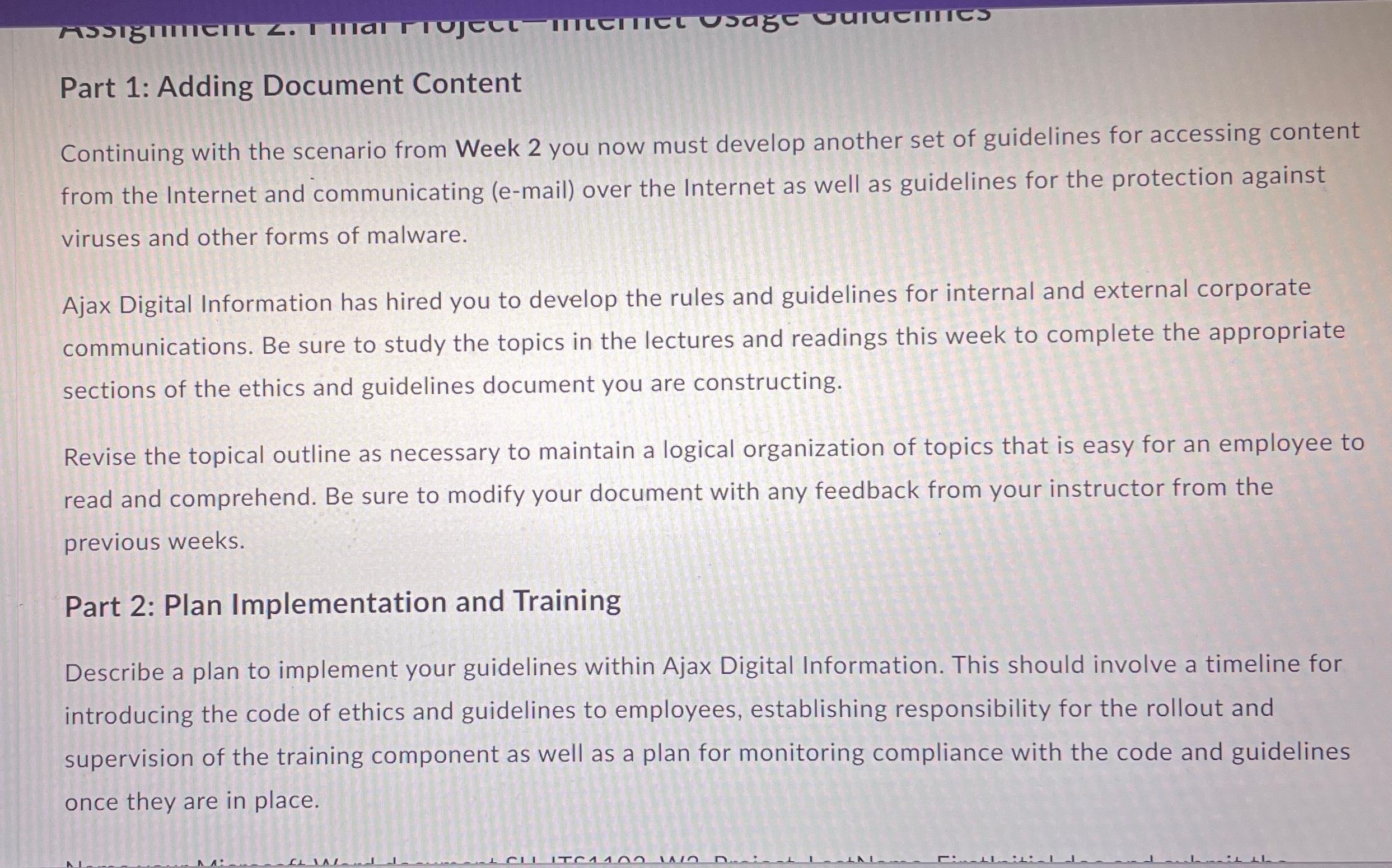 Solved Part 1: Adding Document ContentContinuing with the | Chegg.com