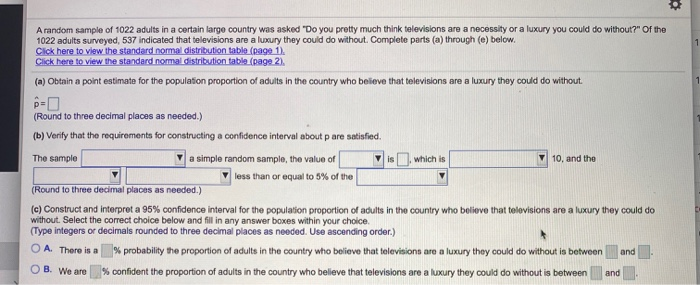 Solved A random sample of 1022 adults in a certain large | Chegg.com