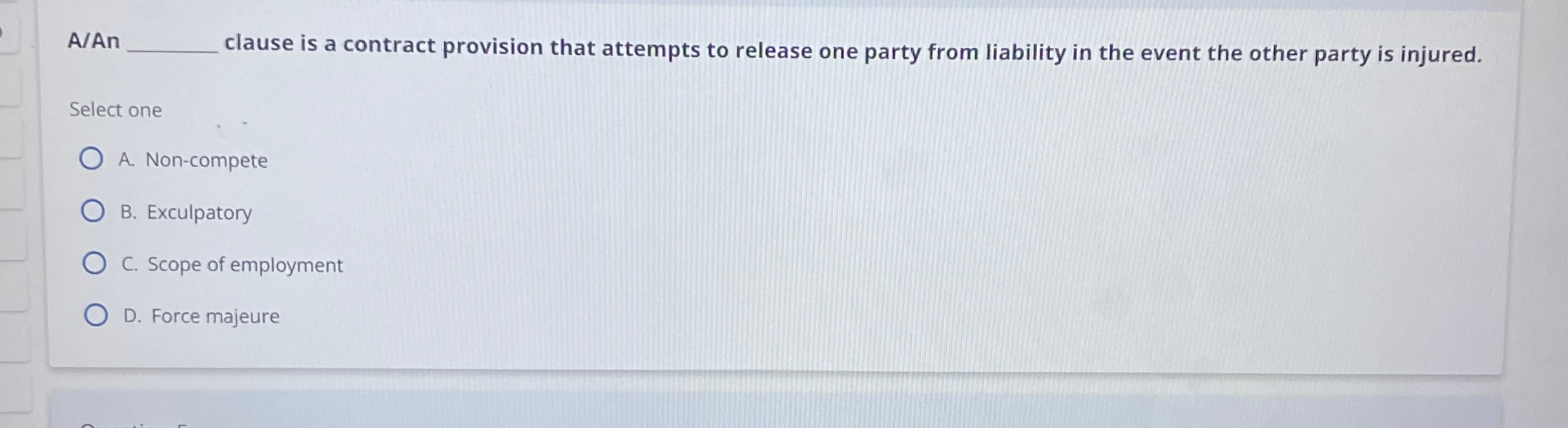 Solved A/An_____ ﻿clause is a contract provision that | Chegg.com