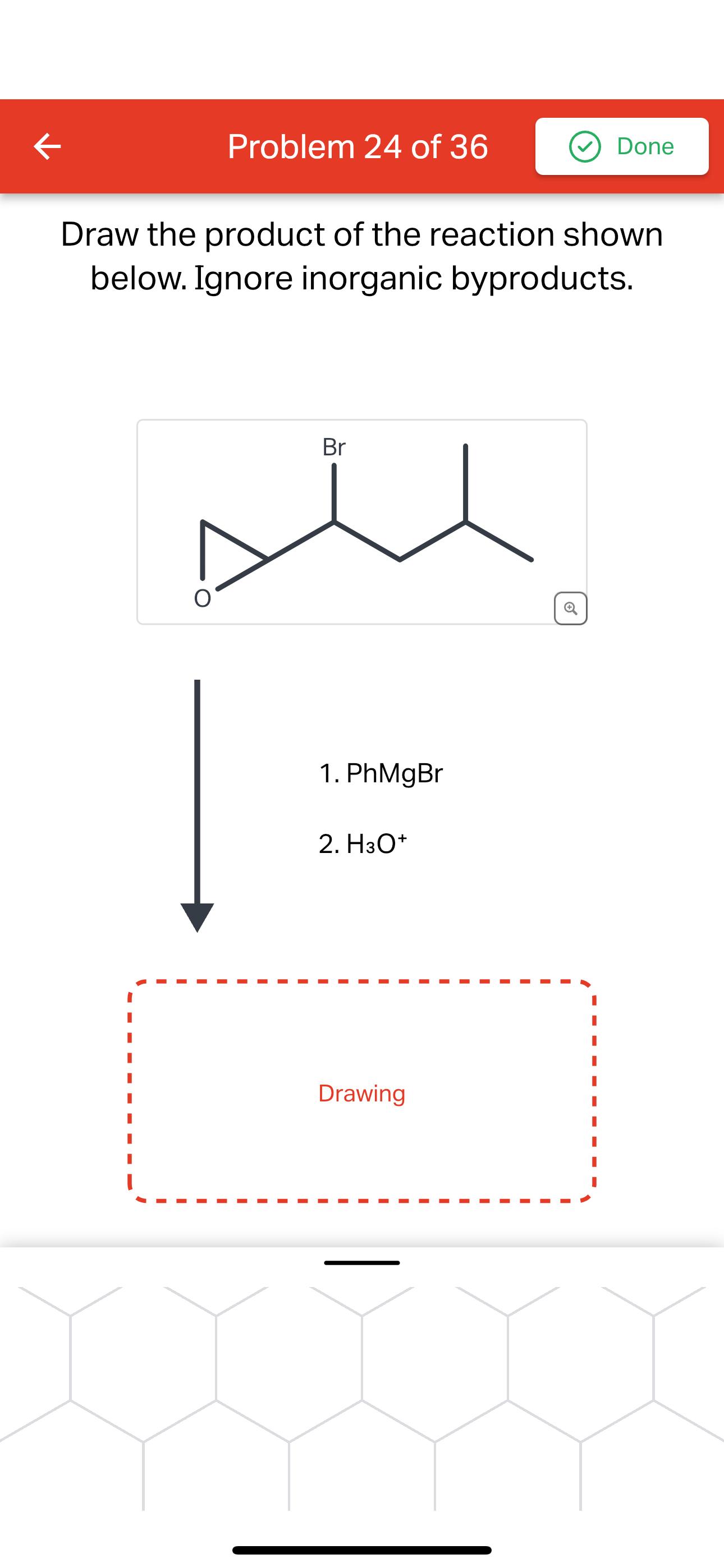 Solved Problem 24 ﻿of 36Draw the product of the reaction | Chegg.com