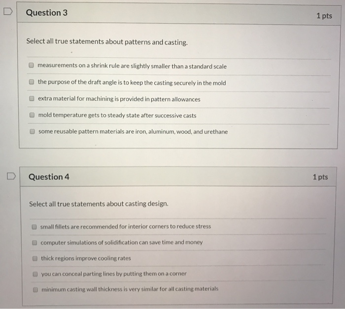 Solved Question 1 1 pts Select all true statements about the | Chegg.com