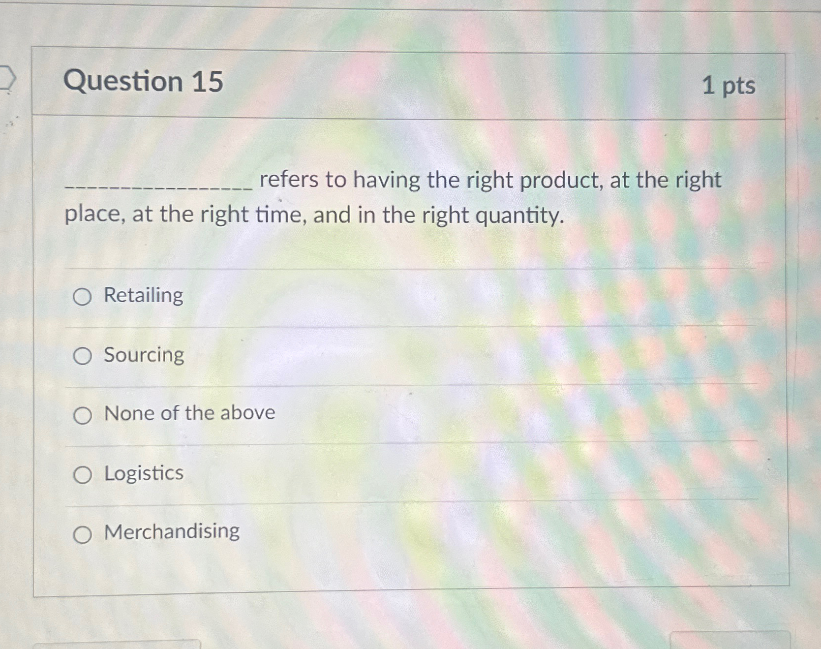 Solved Question 151ptsrefers to having the right product, at | Chegg.com