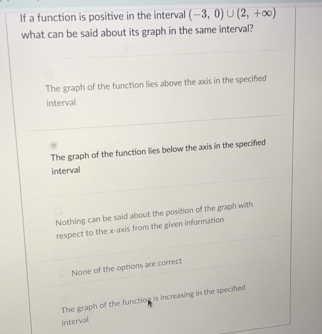 Solved If a function is positive in the interval | Chegg.com