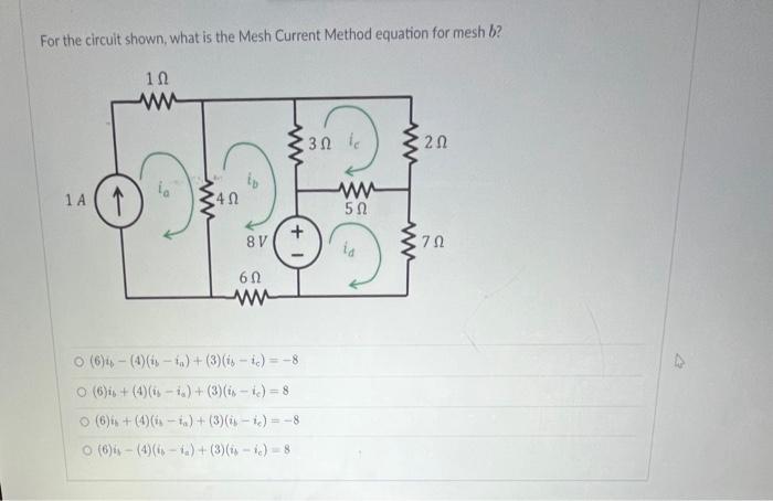 Solved For the circuit shown, what is the Mesh Current | Chegg.com