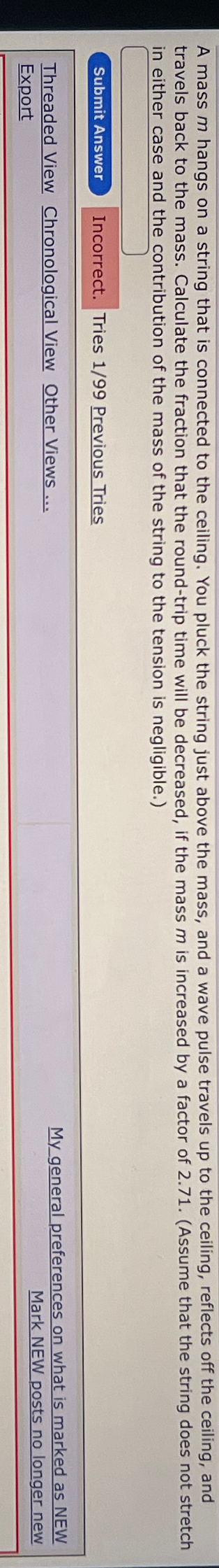 Solved A mass m ﻿hangs on a string that is connected to the | Chegg.com