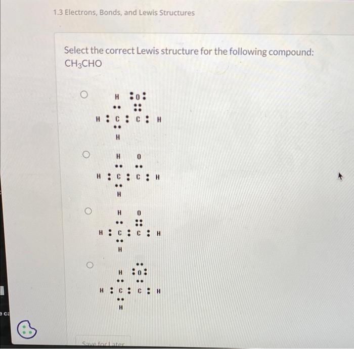 Solved 1 3 Electrons Bonds And Lewis Structures Select The