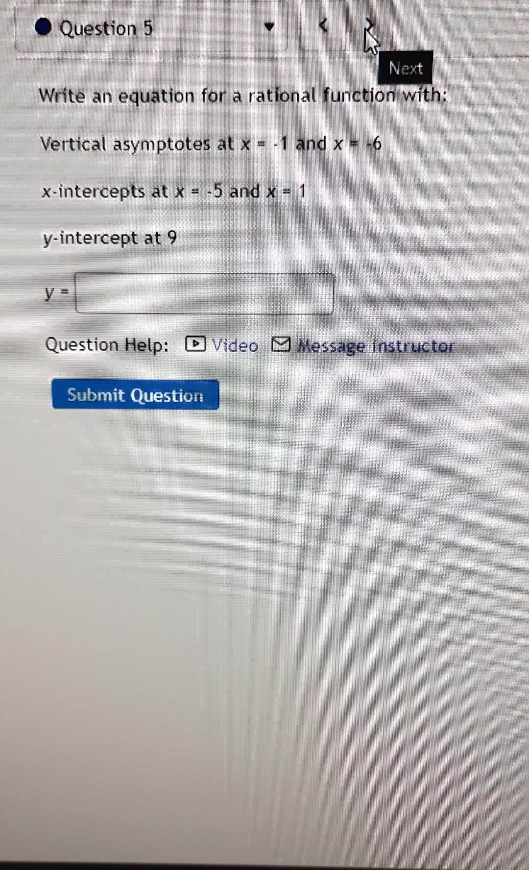 Solved Write an equation for a rational function with: | Chegg.com