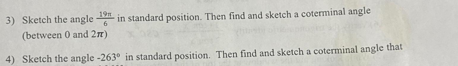 Solved Sketch the angle 19π6 ﻿in standard position. Then | Chegg.com