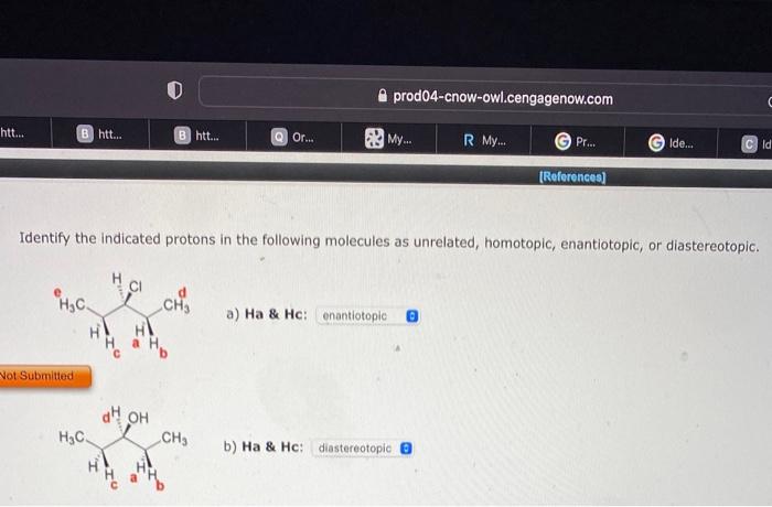 Solved Identify the indicated protons in the following | Chegg.com