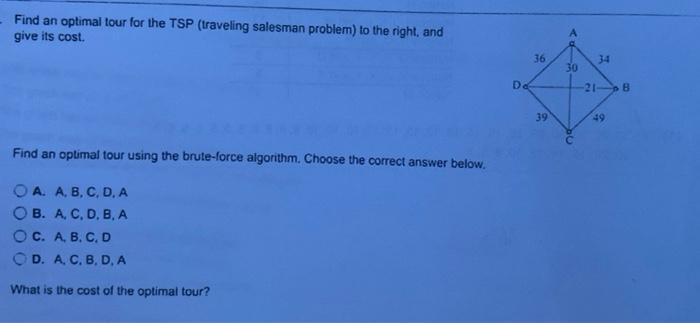 Solved Find an optimal tour for the TSP (traveling salesman | Chegg.com