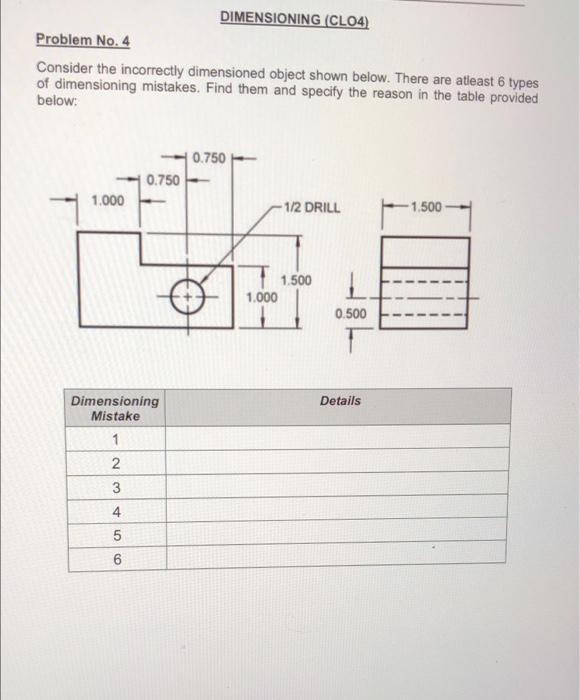 Solved DIMENSIONING (CLO4) Problem No.4 Consider the | Chegg.com