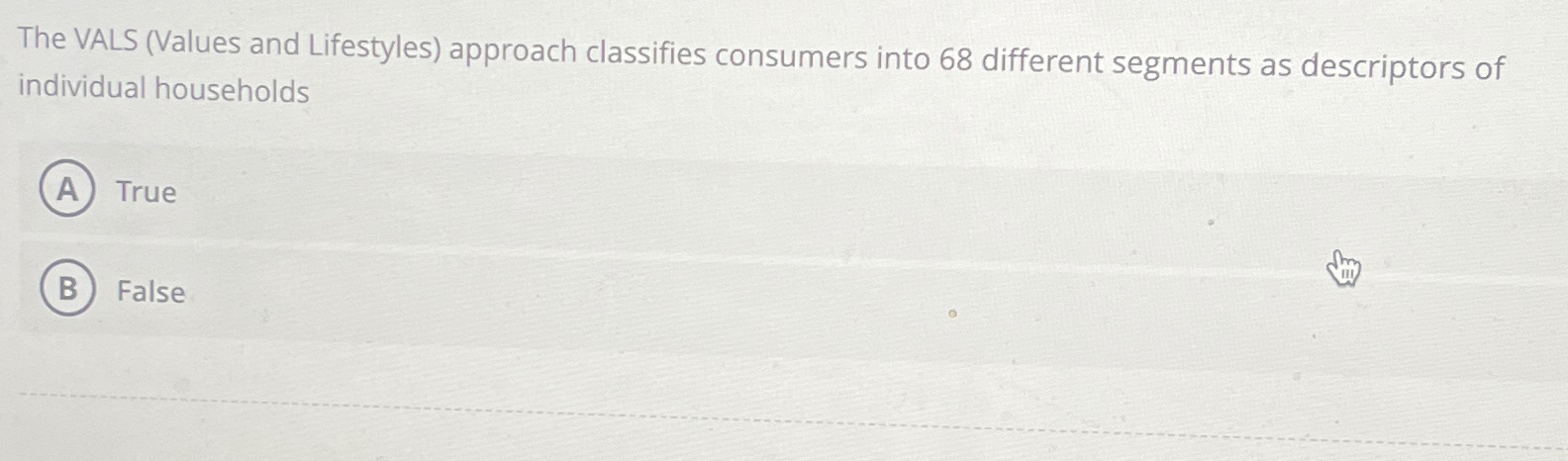 Solved The VALS (Values and Lifestyles) ﻿approach classifies | Chegg.com