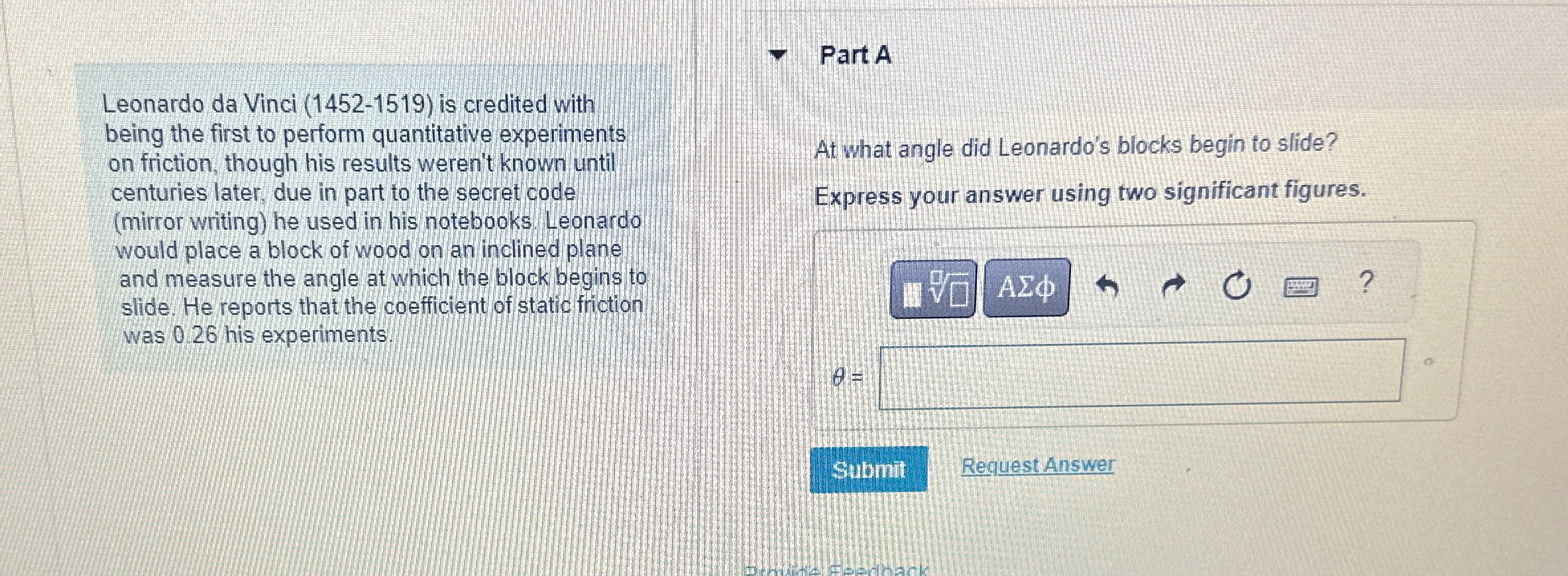 Solved Part ALeonardo da Vinci (1452-1519) ﻿is credited with | Chegg.com